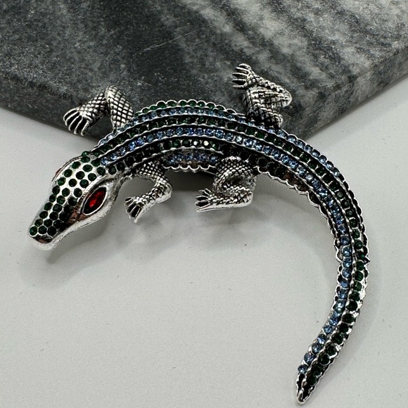 Jewelry | 215 Sparkly Silver Lizard Pin Brooch | Poshmark